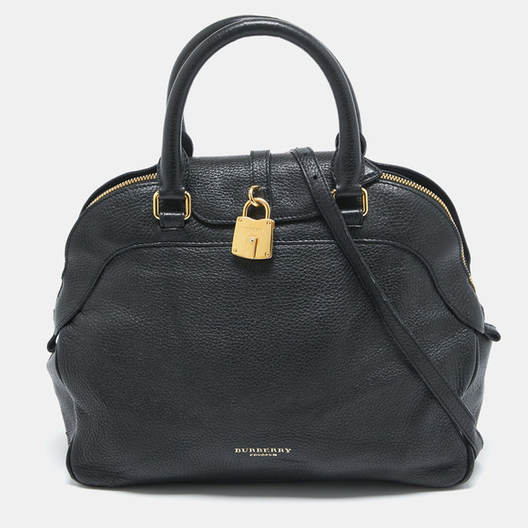 Burberry | Bags | Burberry Black Leather Padlock Flap Satchel | Poshmark
